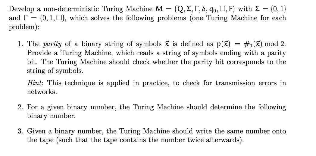 Develop a non-deterministic Turing Machine M = (Q, E, | Chegg.com