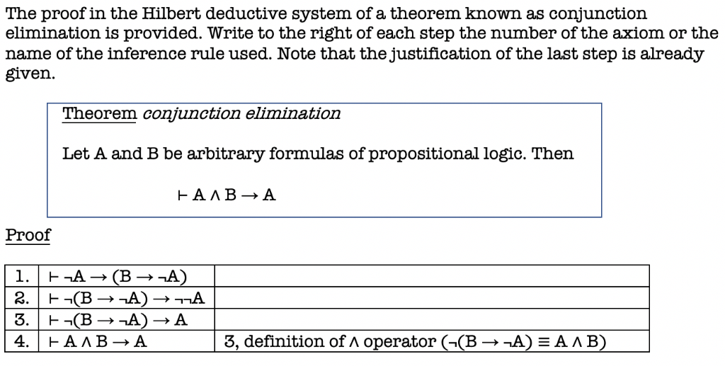 Solved The proof in the Hilbert deductive system of a | Chegg.com