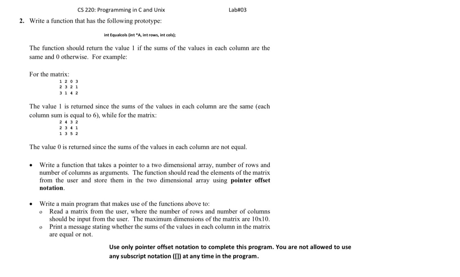 Solved Lab03 Cs 220 Programming In C And Unix 2 Write A 8465