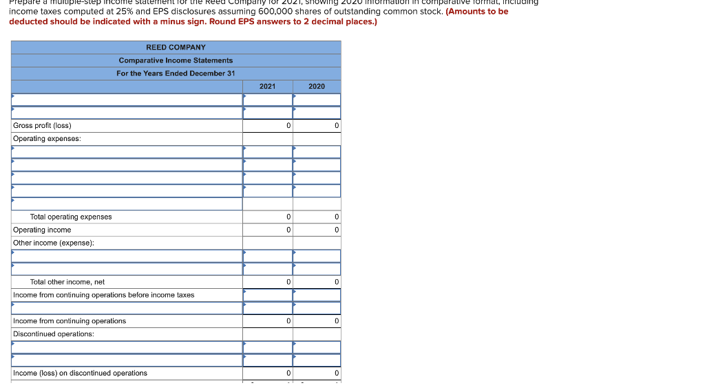 Solved Problem 4-1 (Algo) Comparative income statements; | Chegg.com