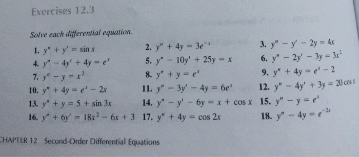 Solved Exercises 12.3 Solve each differential equation. 1" | Chegg.com