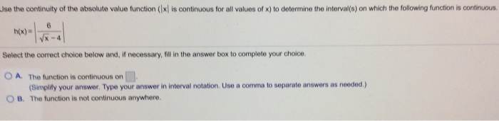 Solved Use the continuity of the absolute value function | Chegg.com