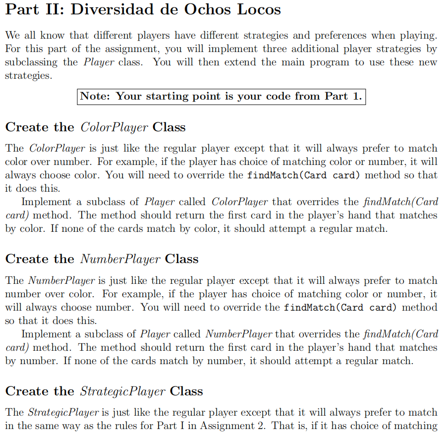 Part I: Ochos Locos Faciles We will create the game | Chegg.com