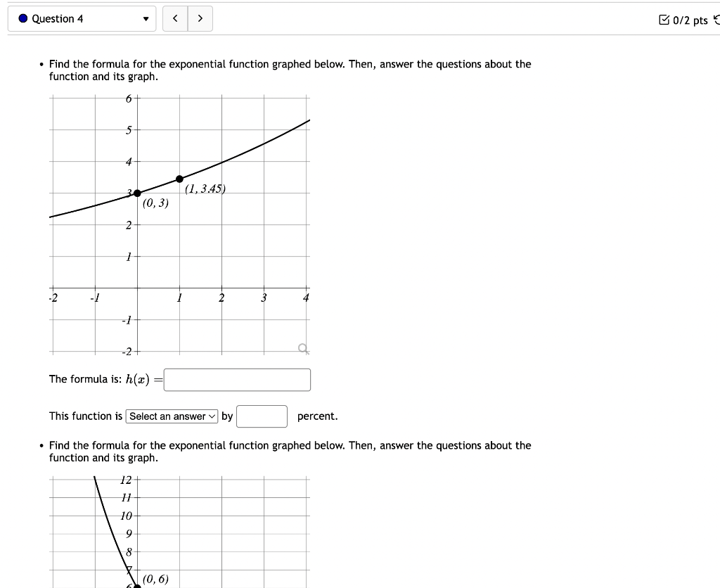 Solved Find The Formula For The Exponential Function 