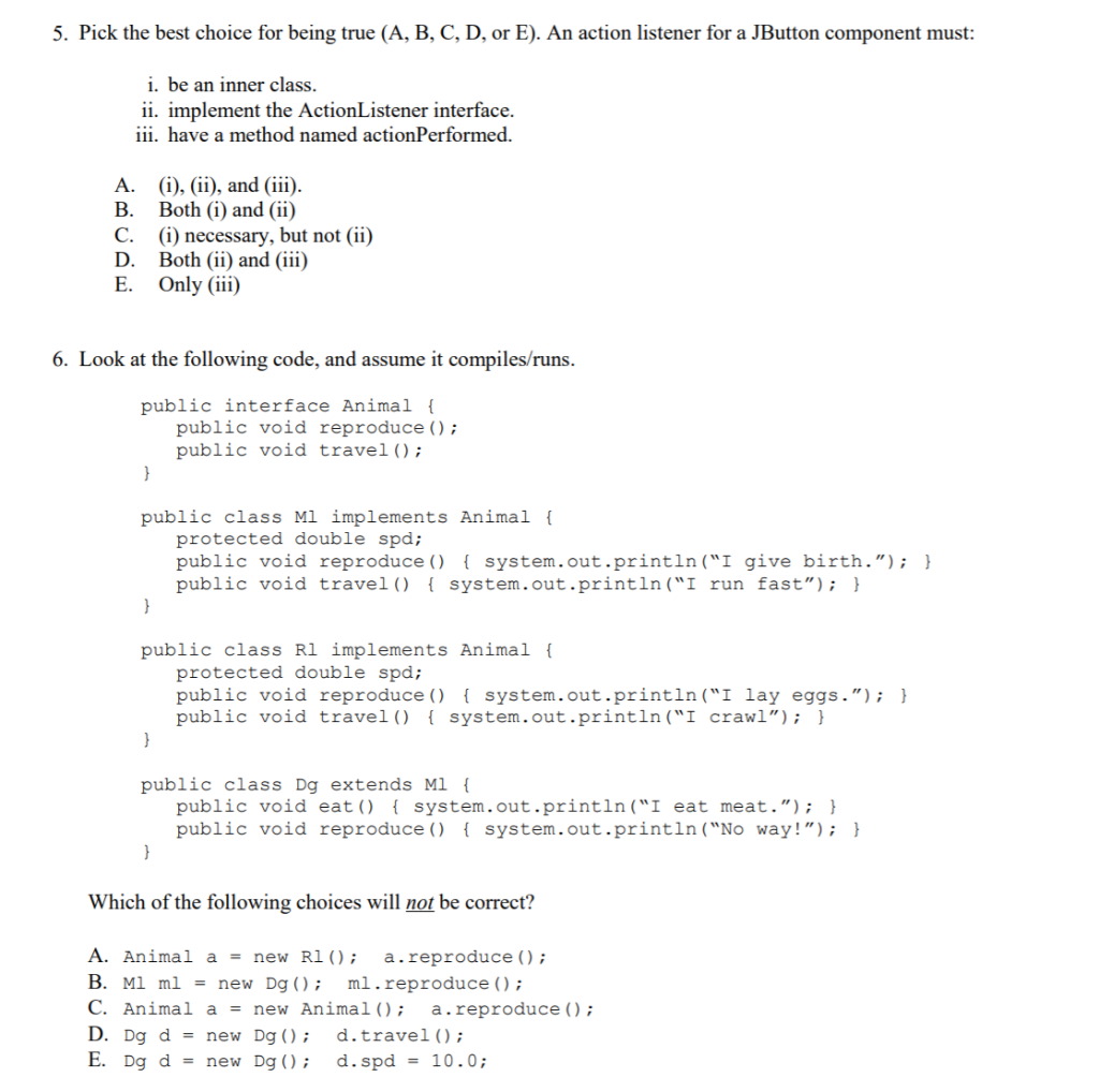 Solved 5. Pick the best choice for being true (A, B, C, D, | Chegg.com