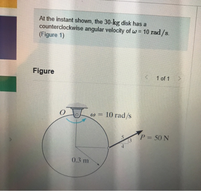 Solved At the instant shown, the 30-kg disk has a | Chegg.com