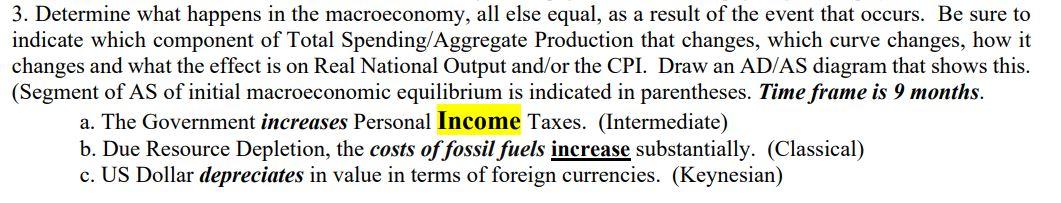 Solved 3. Determine what happens in the macroeconomy, all | Chegg.com