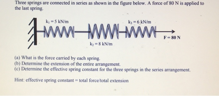 Solved Three springs are connected in series as shown in the | Chegg.com