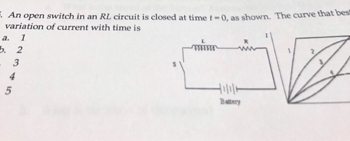 Solved :. An open switch in an RL circuit is closed at time | Chegg.com