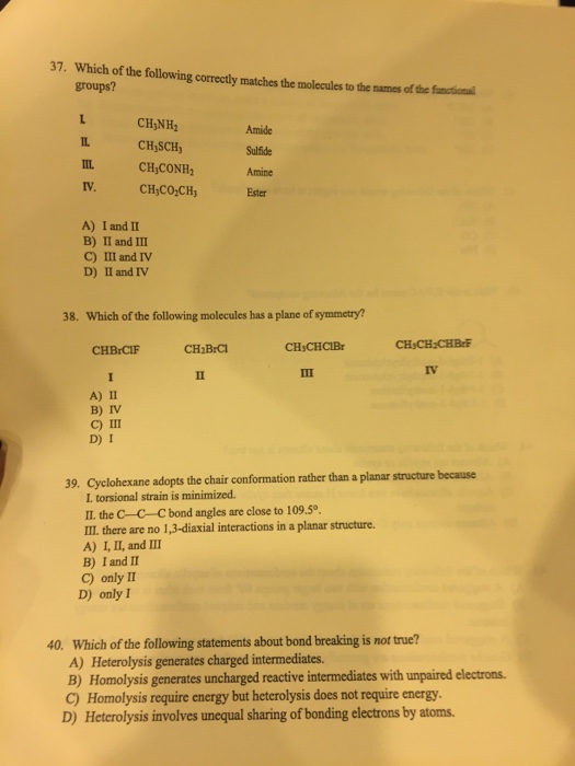 Solved 24. Which of the following structures has a different | Chegg.com