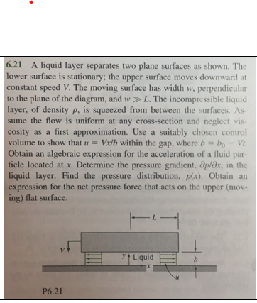 Solved 6.21 A liquid layer separates two plane surfaces as | Chegg.com