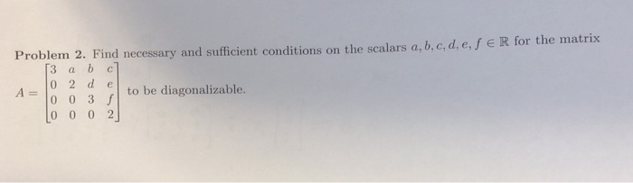 Solved Problem 2. Find necessary and sufficient conditions | Chegg.com