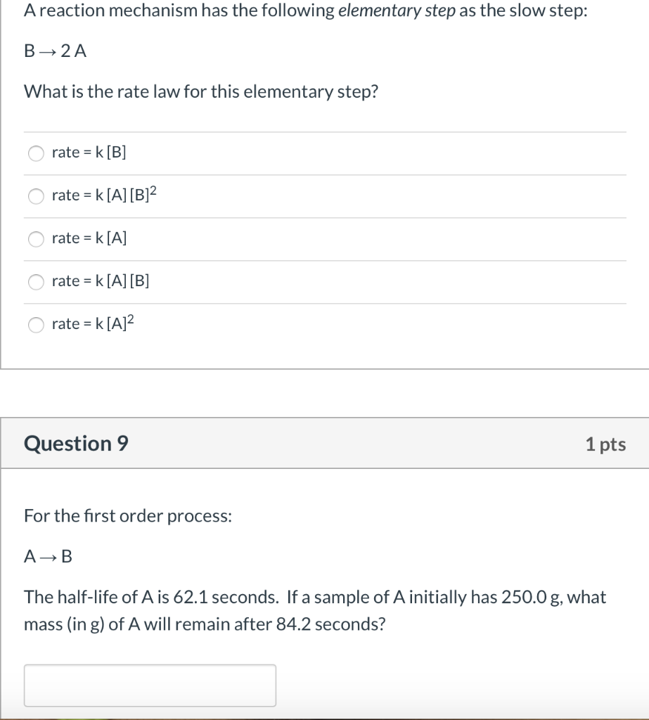 Solved A reaction mechanism has the following elementary | Chegg.com