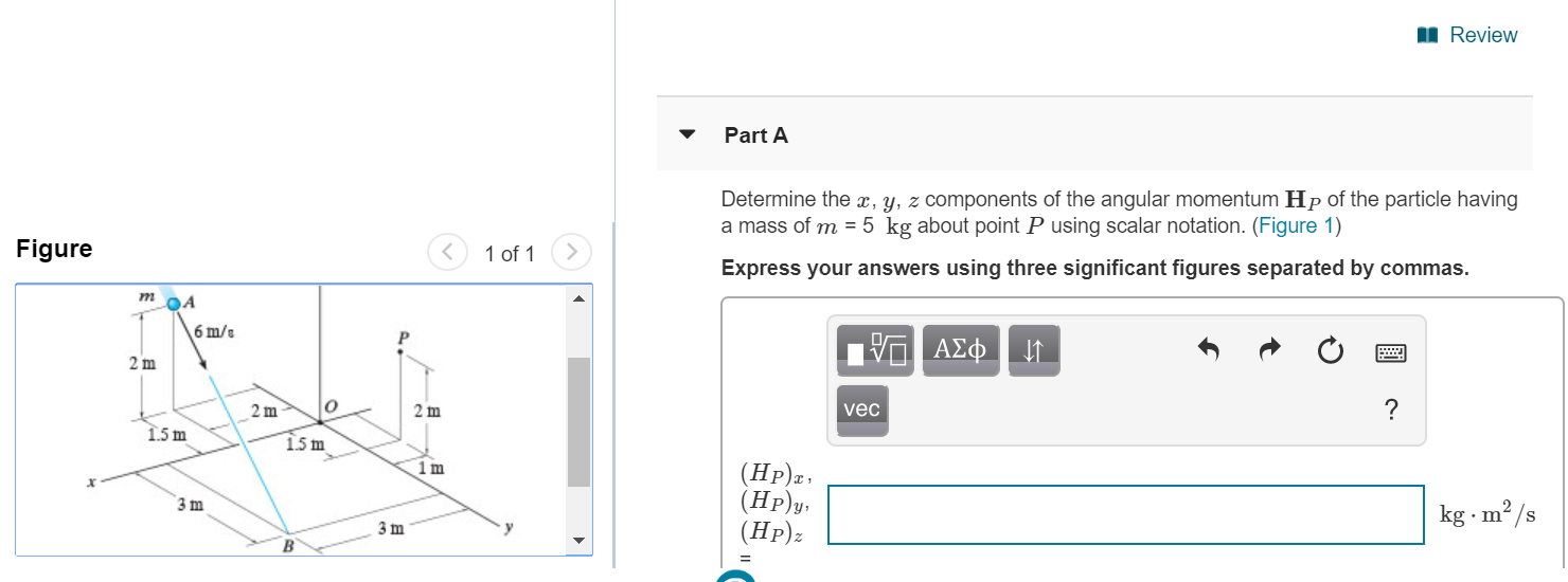 Solved Review Part A Determine The X Y Z Components Of The