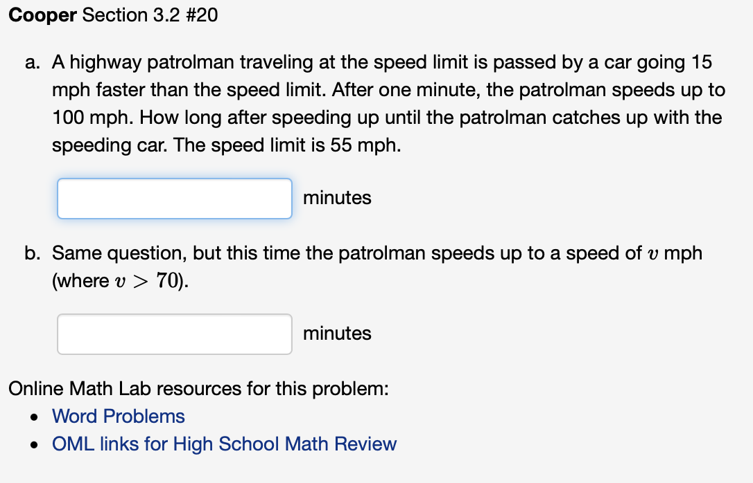 Solved a. A highway patrolman traveling at the speed limit | Chegg.com