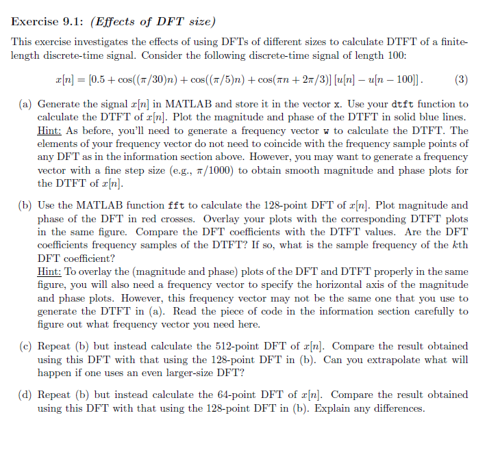 Solved Exercise 9.1: (Effects of DFT size) This exercise | Chegg.com