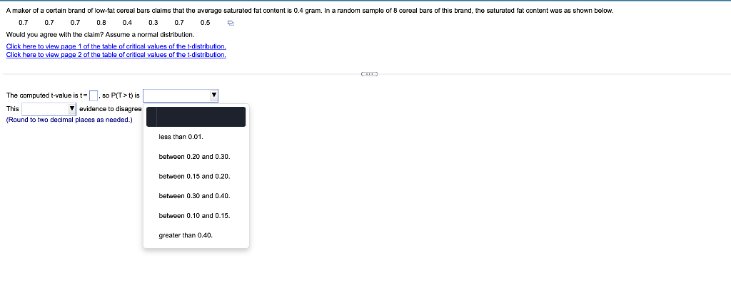 Solved The computed t-value is t= so P(T>t) is This evidence | Chegg.com