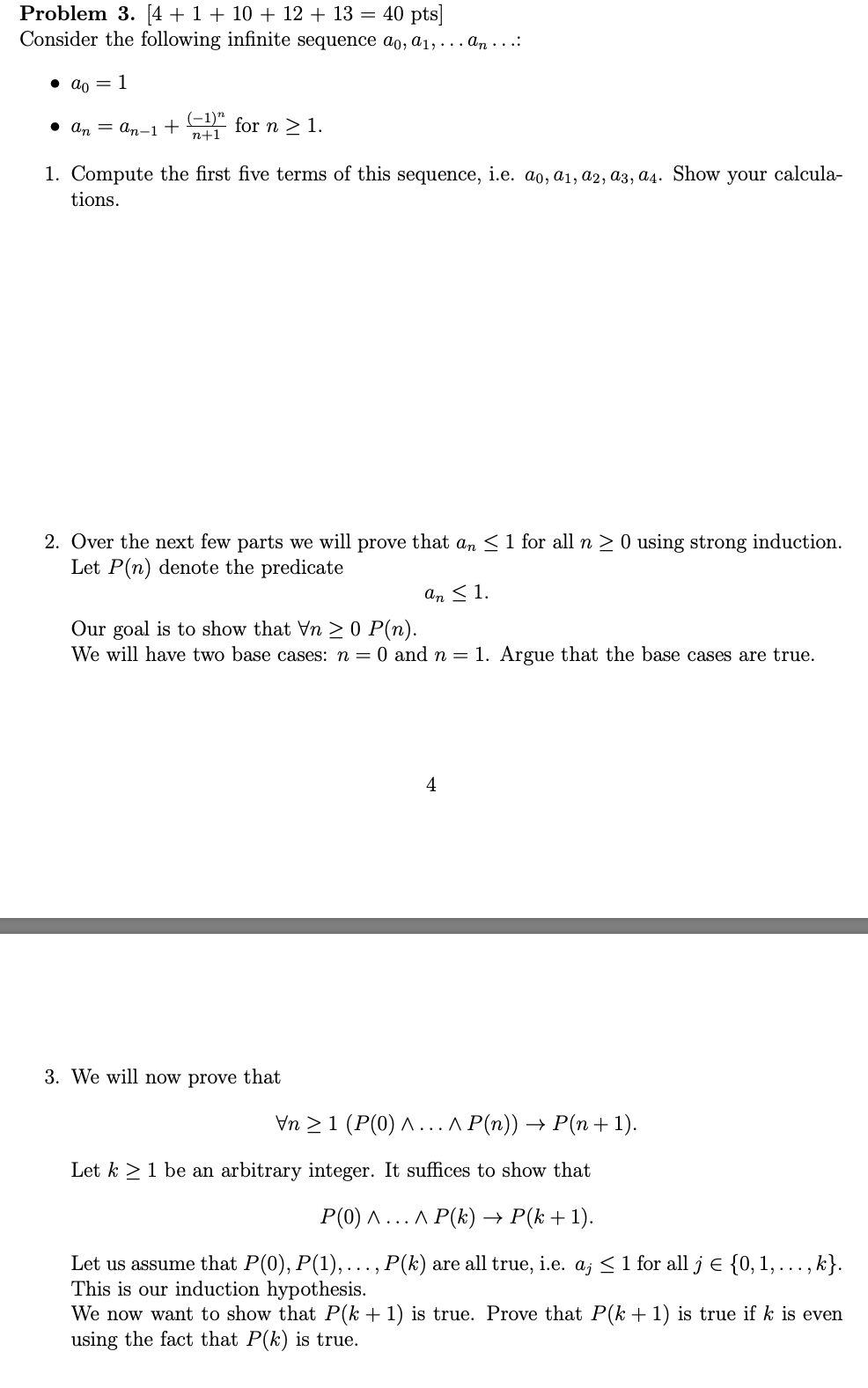 Solved Problem 3. [4 + 1 + 10 + 12 + 13 = 40 pts] Consider | Chegg.com