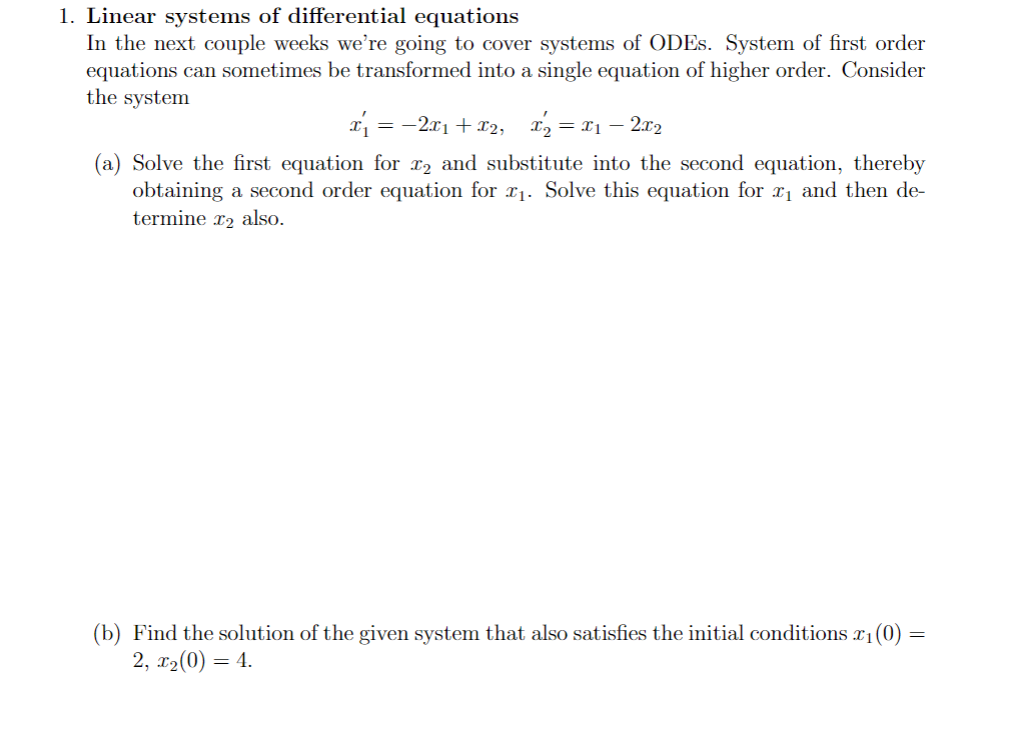 Linear systems of differential equationsIn the next | Chegg.com