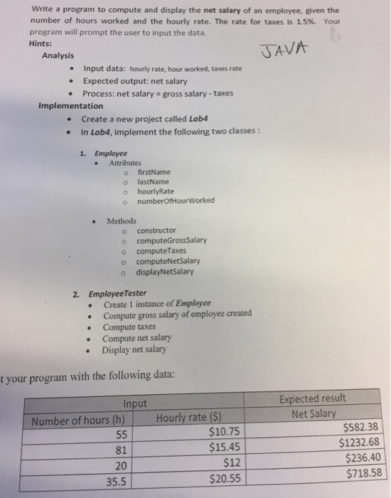 Solved Write a program to compute and display the net salary | Chegg.com
