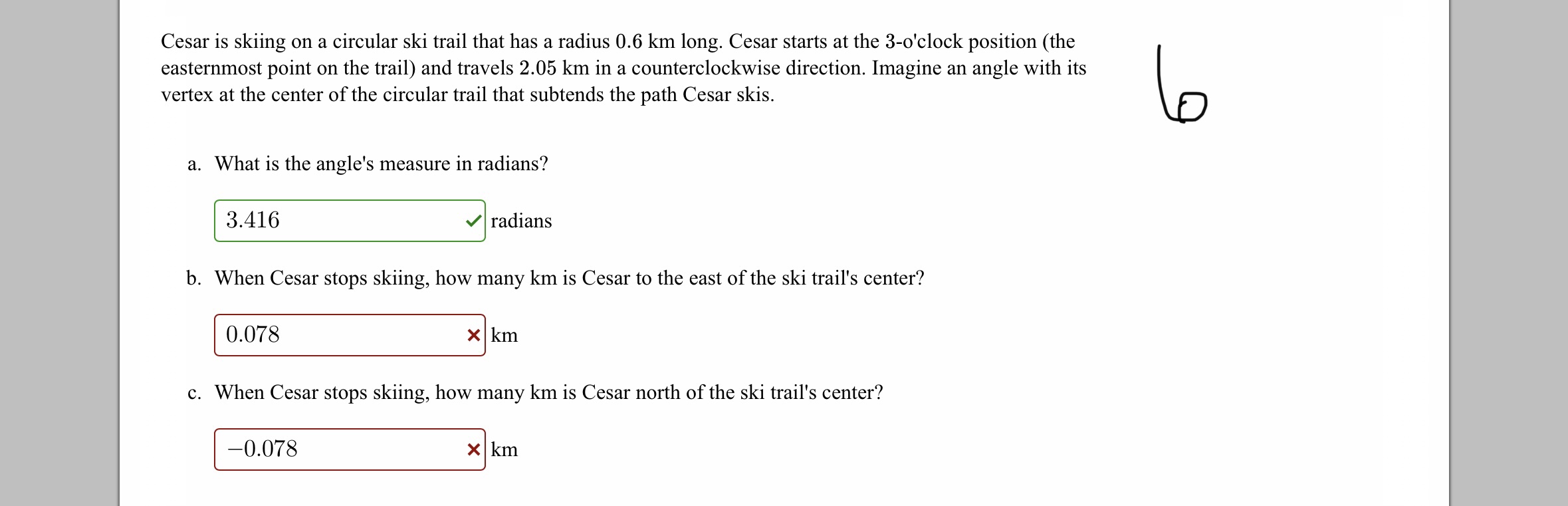 Solved Cesar is skiing on a circular ski trail that has a | Chegg.com Solved Cesar is skiing on a circular ski trail that has a | Chegg.com