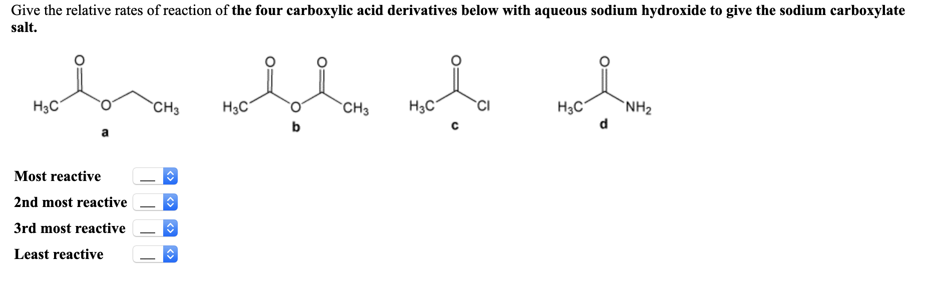 Solved Give the relative rates of reaction of the four | Chegg.com