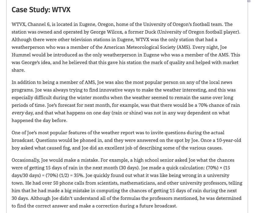 Solved Case Study: WTVX WTVX, Channel 6, is located in | Chegg.com