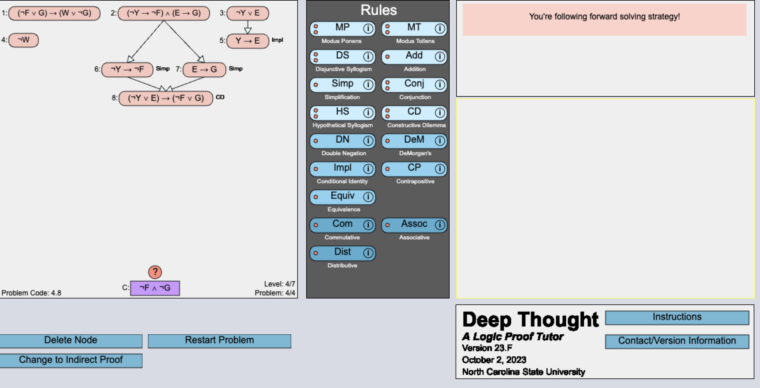Deep Thought A Logle Proof Tutor Version 23.F You're | Chegg.com