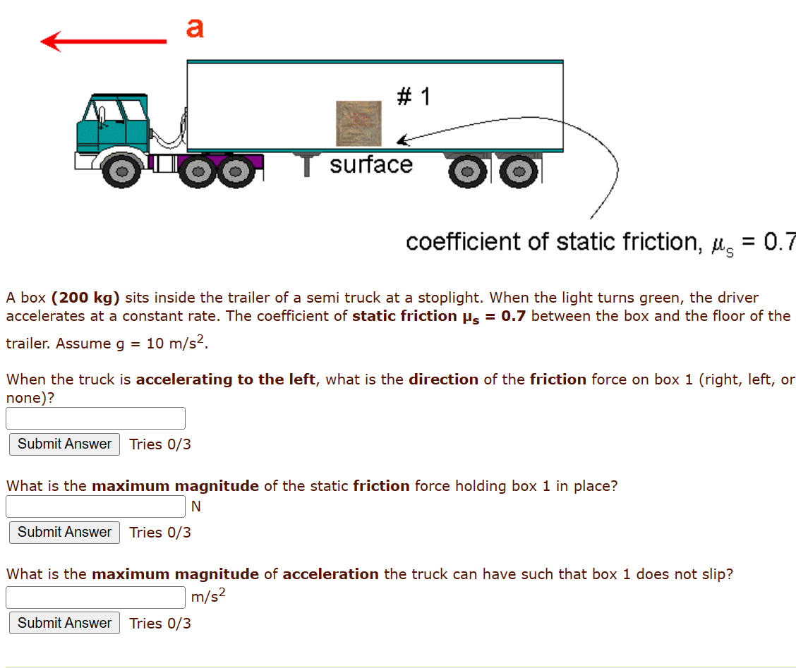 Solved coefficient of static friction, μs=0.7 A box (200 | Chegg.com