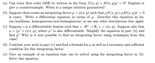 Solved (a) Can every first order ODE be written in the form | Chegg.com