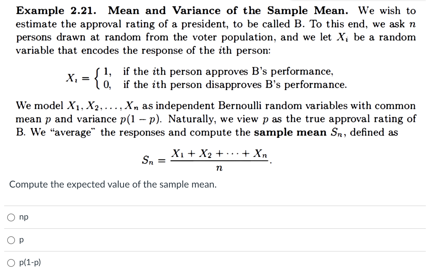 Solved Example 2.21. Mean and Variance of the Sample Mean. | Chegg.com