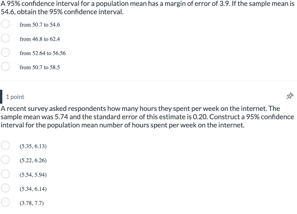 Solved A 95% confidence interval for a population mean has a | Chegg.com