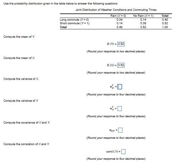 Solved Use the probability distribution given in the table | Chegg.com