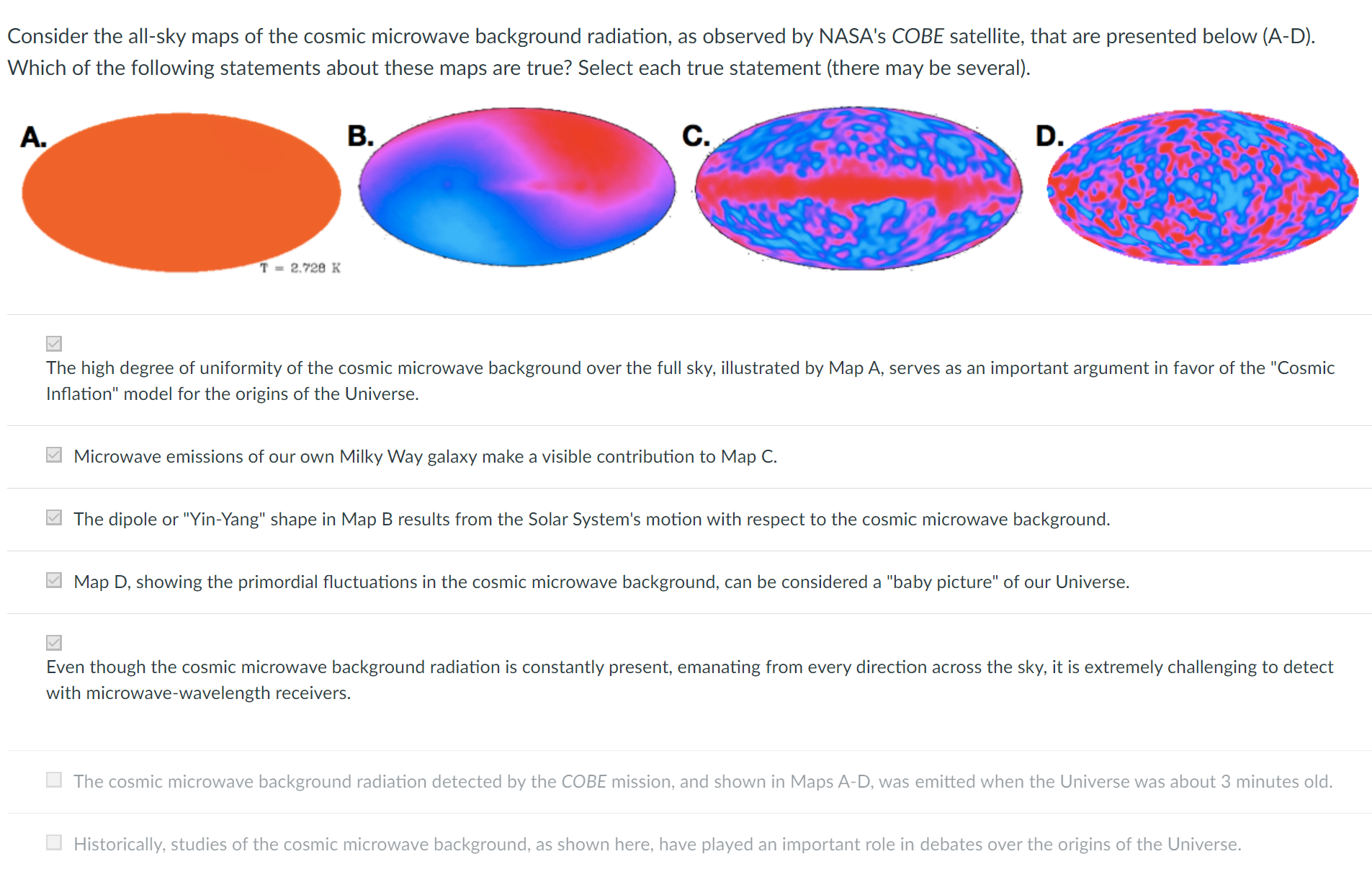 Solved Consider the all-sky maps of the cosmic microwave | Chegg.com