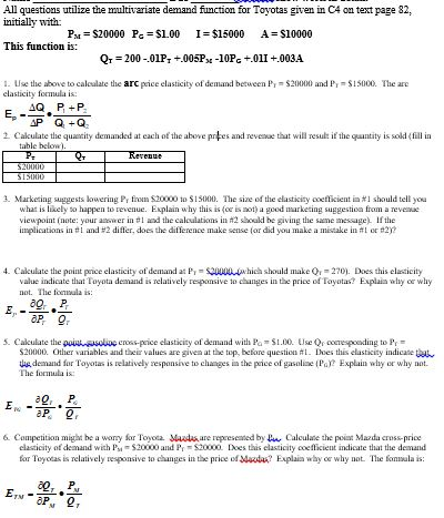 Solved All questions utilize the multivariate demand fiction | Chegg.com