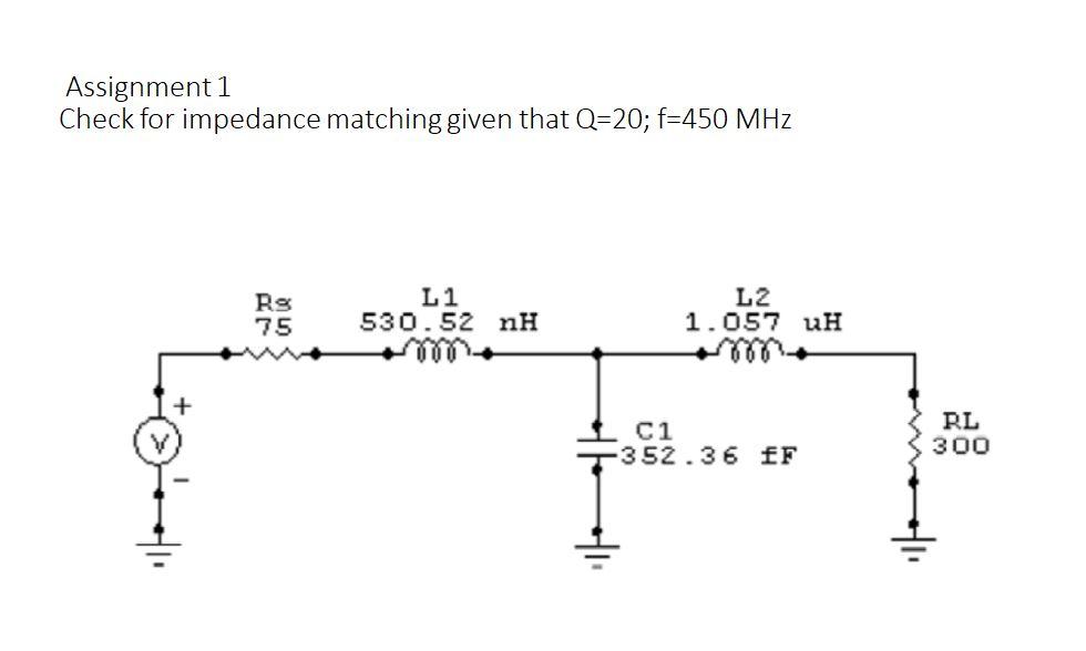 Solved Assignment 1 Check for impedance matching given that | Chegg.com