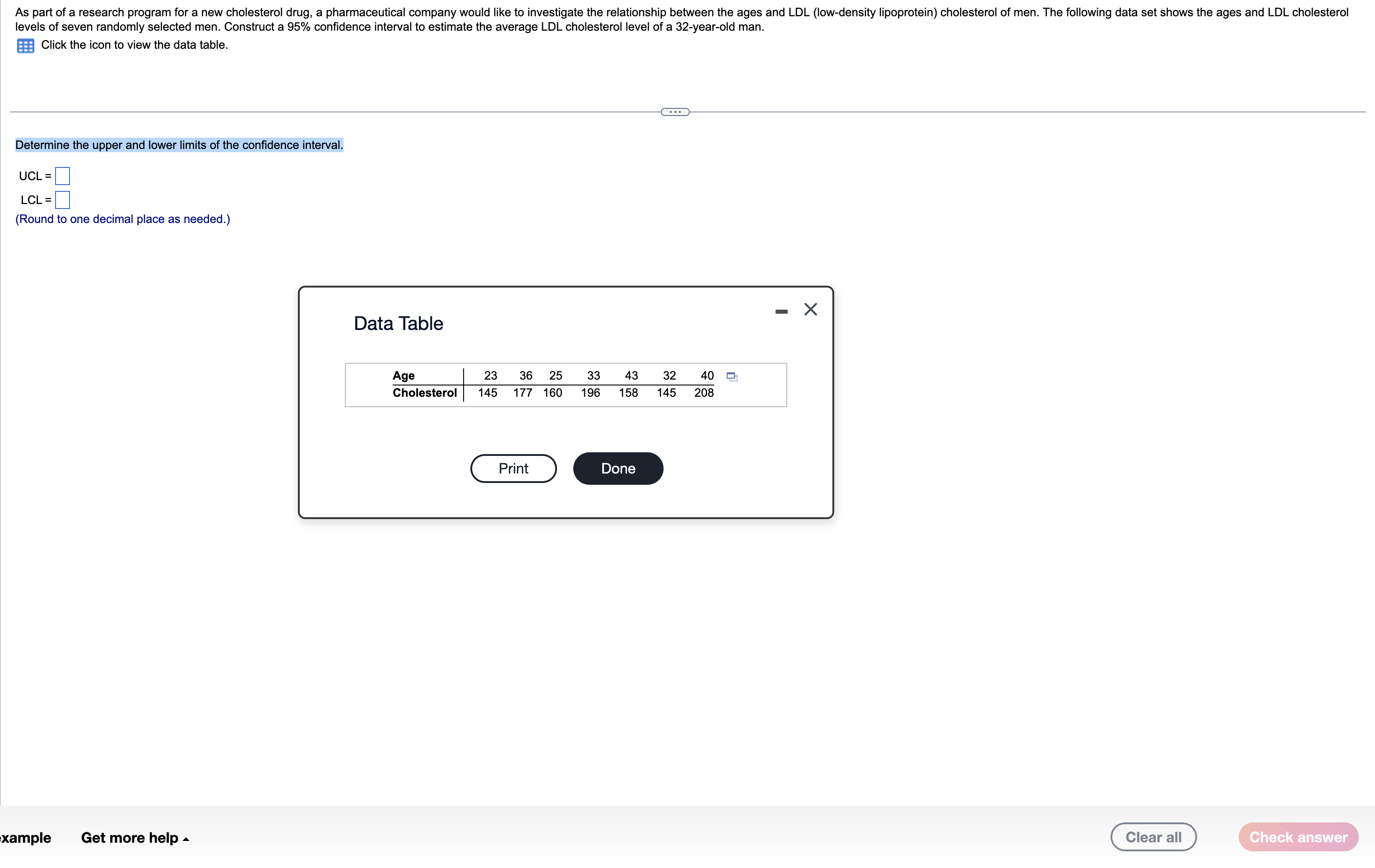 Solved levels of seven randomly selected men. Construct a | Chegg.com