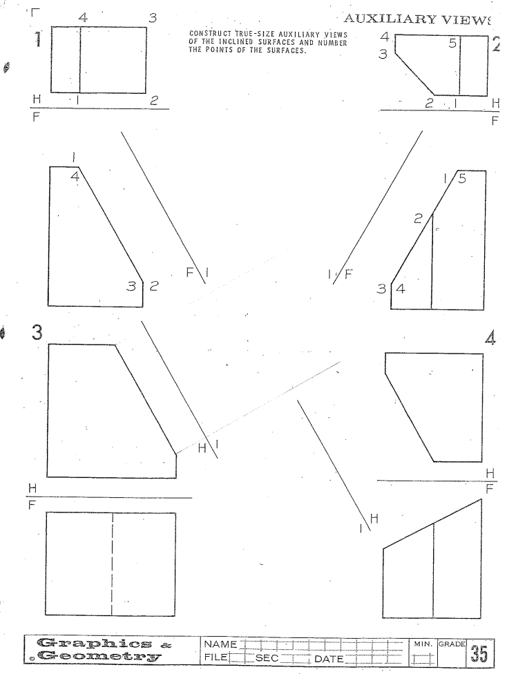 Solved AUXILIARY VIEW 4 3 CONSTRUCT TRUE-SIZE AUXILIARY | Chegg.com
