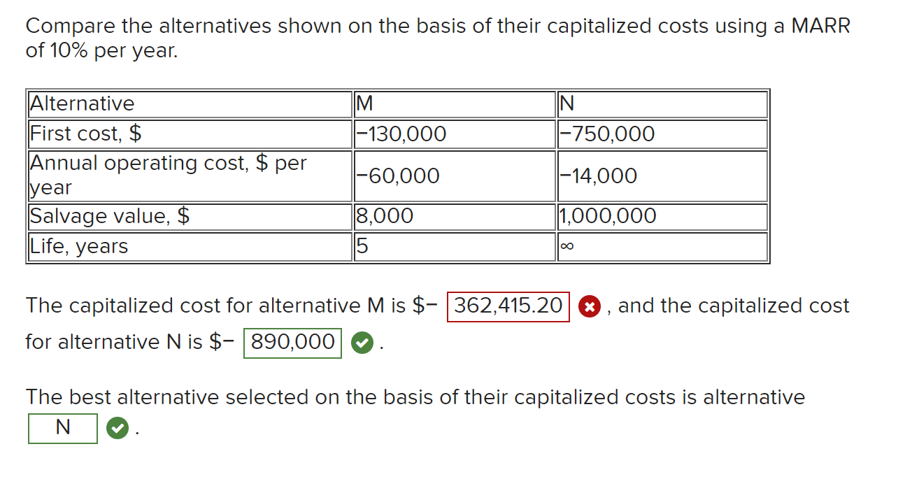 Solved Compare the alternatives shown on the basis of their | Chegg.com
