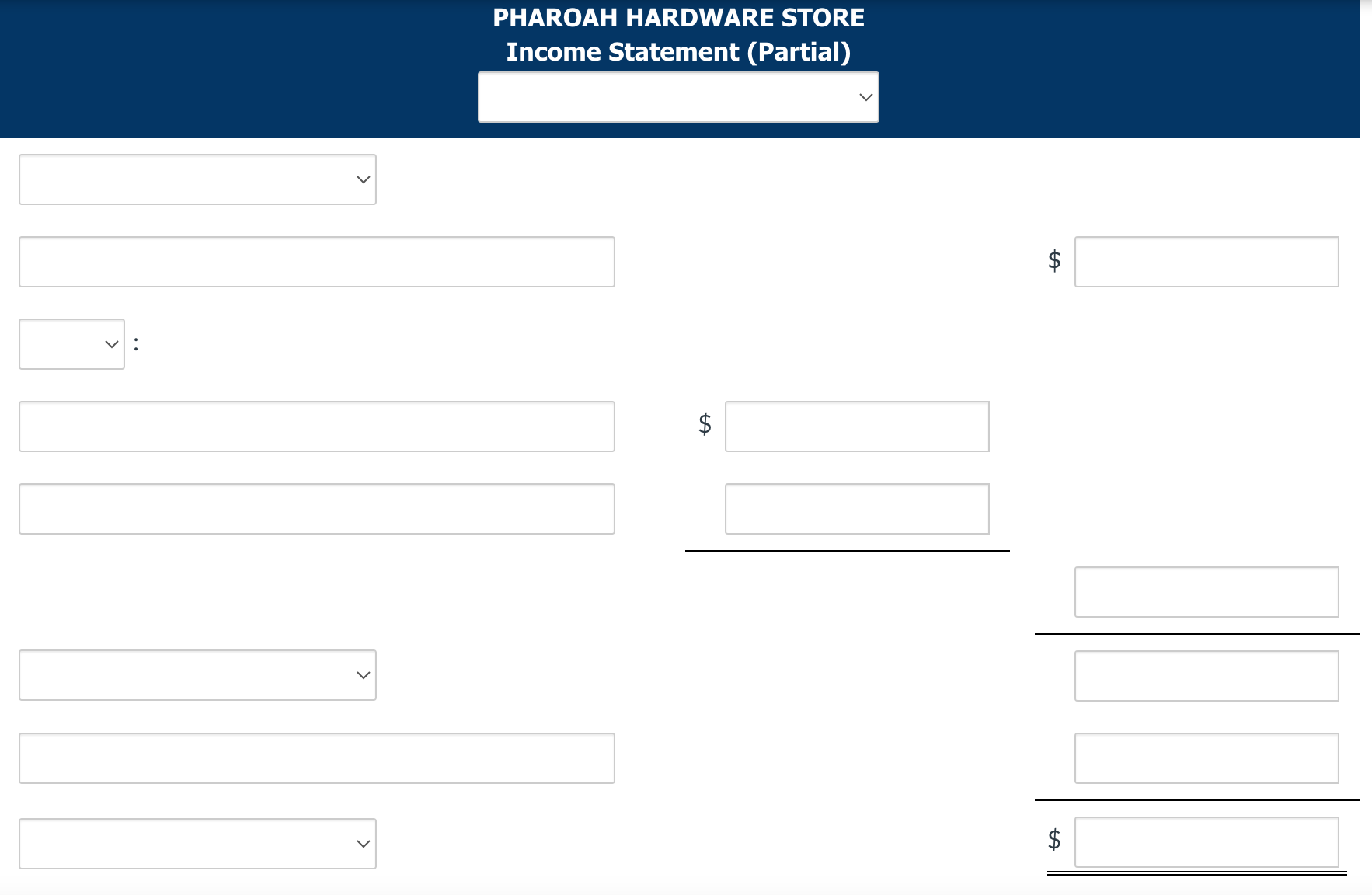 Solved Pharoah Hardware Store completed the following | Chegg.com
