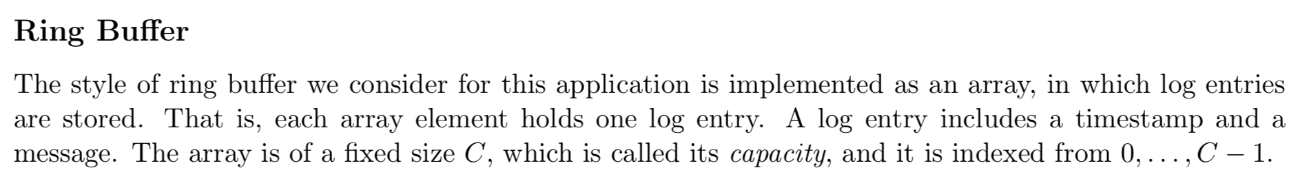 Ring Buffer The style of ring buffer we consider for | Chegg.com