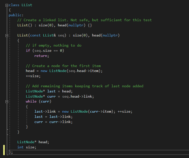 Solved Class Llist { Public Create A Linked List Not