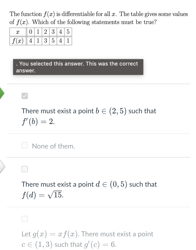 Solved The function f(x) is differentiable for all x. The | Chegg.com