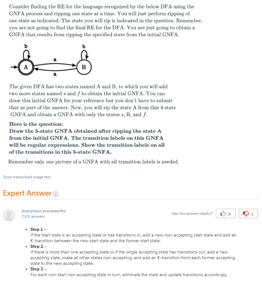 Solved Answer shown here does not draw the 3-state GNFA, if | Chegg.com