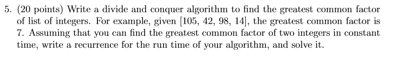 Solved 5 20 Points Write A Divide And Conquer Algorithm 8805