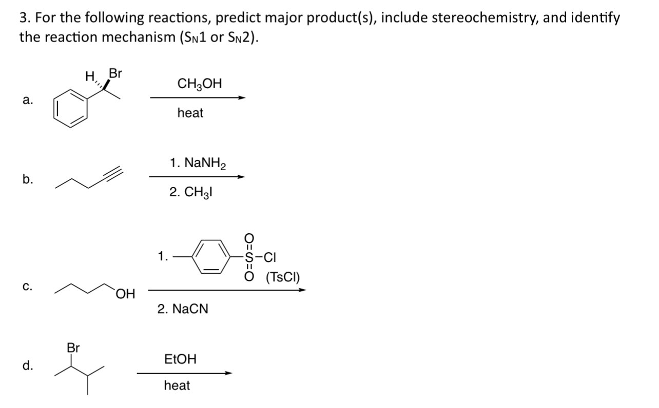 Solved For the following reactions, predict major | Chegg.com
