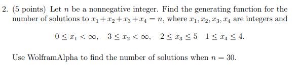Solved (5 ﻿points) ﻿Let n be ﻿a nonnegative integer. Find | Chegg.com
