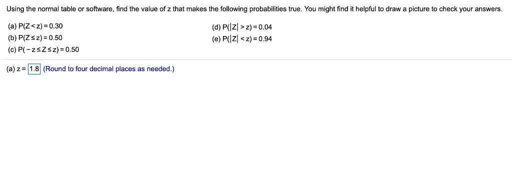 Solved Using the normal table or software, find the value of | Chegg.com