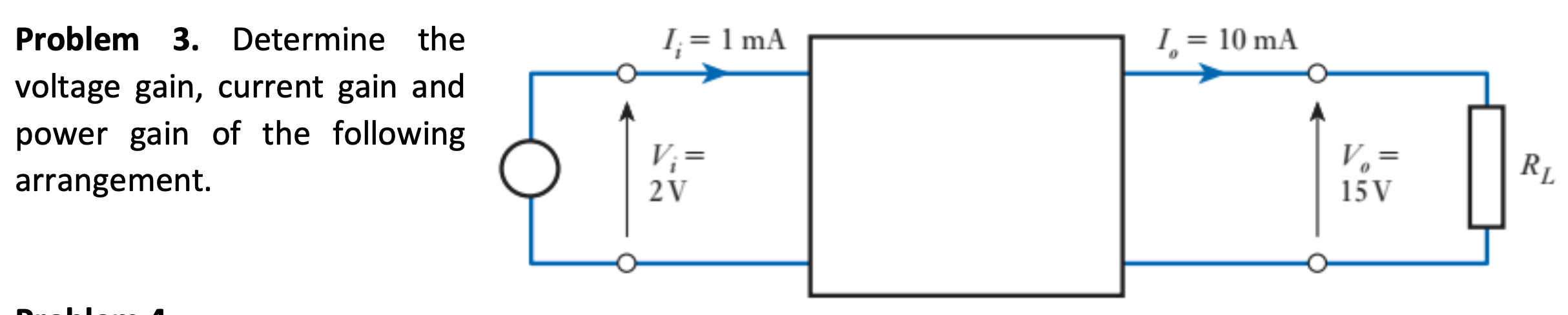 Solved Problem 3. Determine the voltage gain, current gain | Chegg.com
