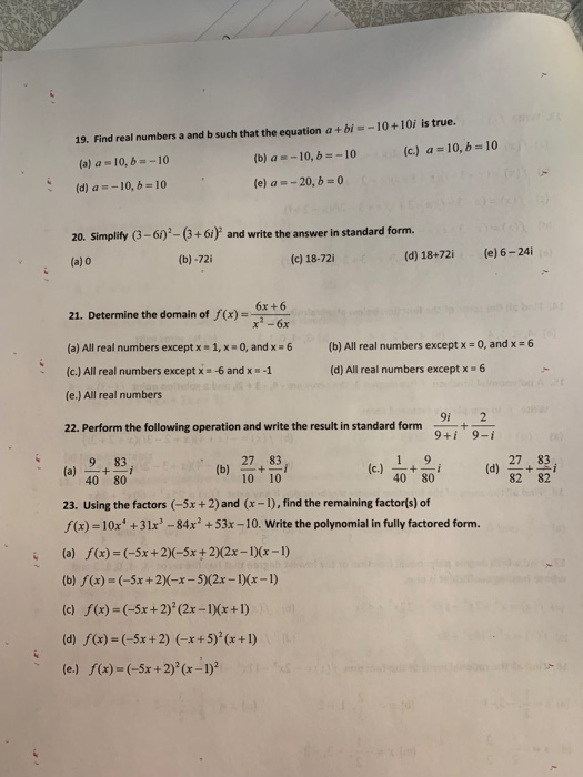 Solved 19. Find real numbers a and b such that the equation | Chegg.com